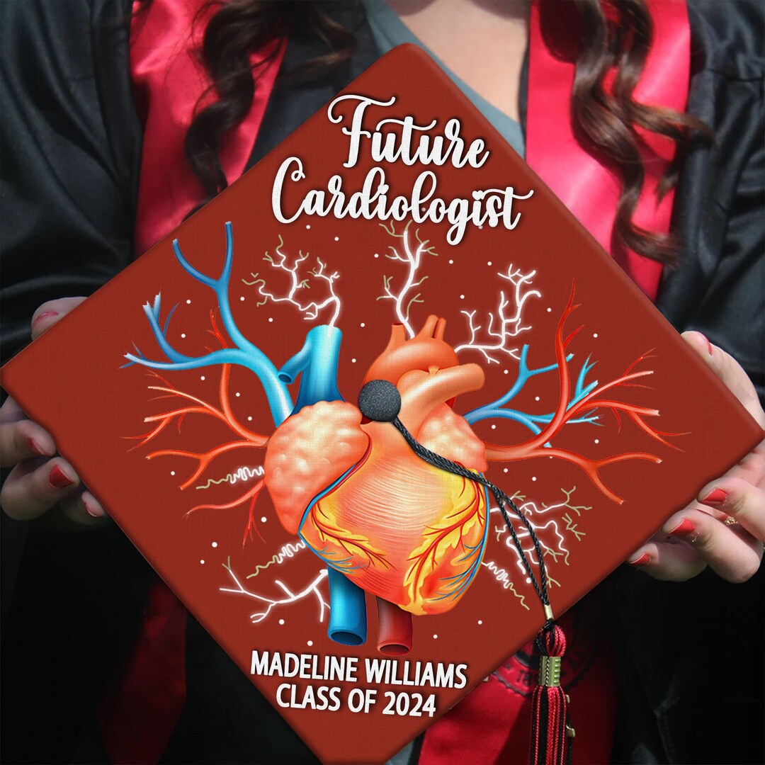 Personalized DNA Cardiologist Graduation Cap Topper, Anatomical Heart, Future Cardiologist ...