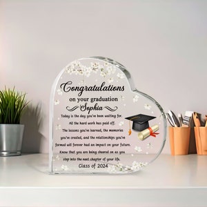 Personalized Graduation Print Heart Acrylic Plaque, Graduation Gift for ...