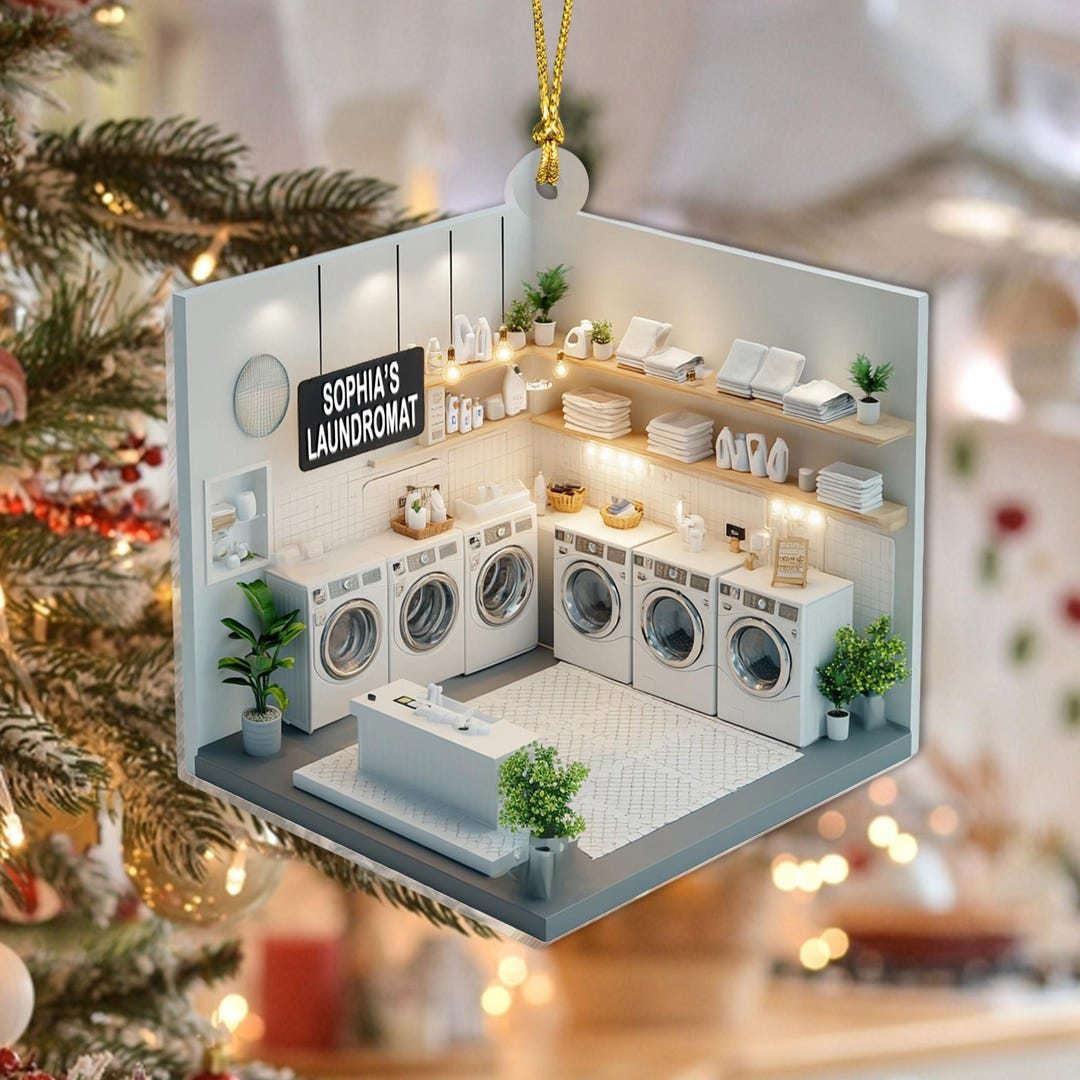 Personalized 2D Flat Dreamy Laundromat Acrylic Ornament, Laundry ...