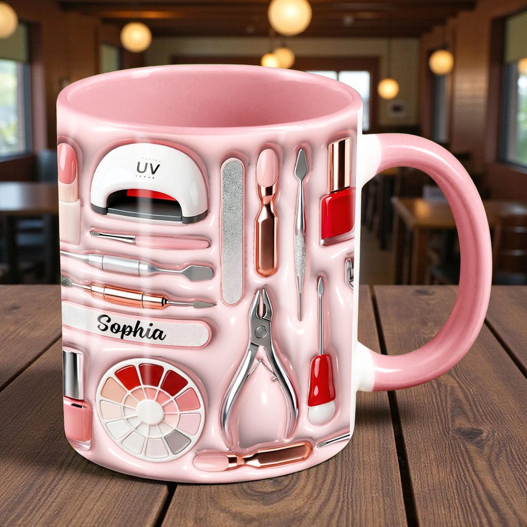 Personalized Printed Inflated Nail Tech Faux 3D Mug, Nail Technician ...