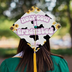 Personalized Holy Cow I Graduated Graduation Cap Topper, Funny Grad Cap ...