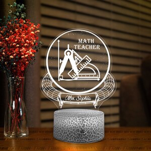 Personalized Math Teacher 3D Lamp, Mathematics 3D Night Light With Name ...