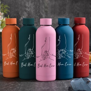 Personalized Bottle for Mom, Mother With Kid's Hands 17 Oz Water Bottle ...