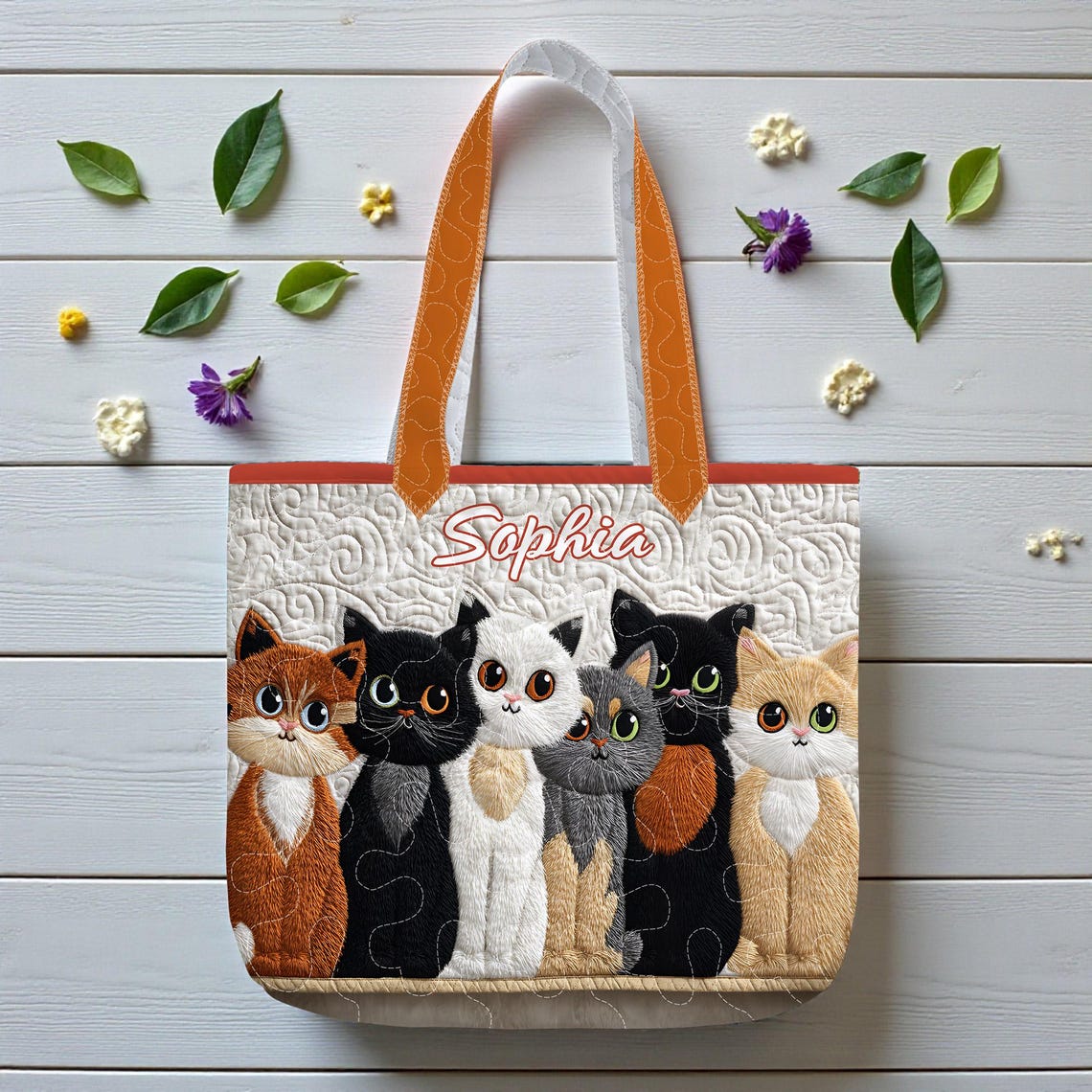Personalized Cats Quilt Tote Bag, Cat Lover Gift, Quilt Tote Bag Gift ...