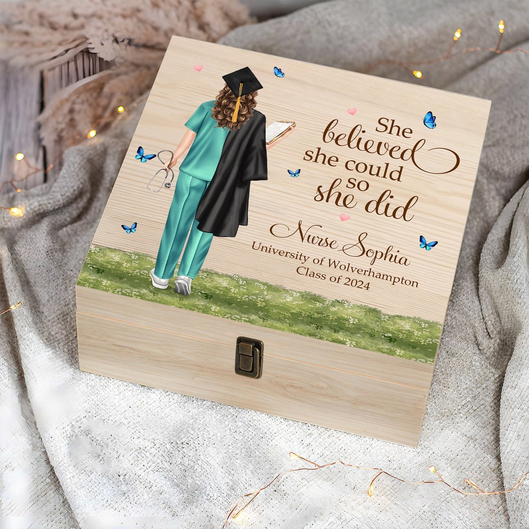 Personalized Nurse Graduation Keepsake Box, Nurse Graduation Memory Box ...