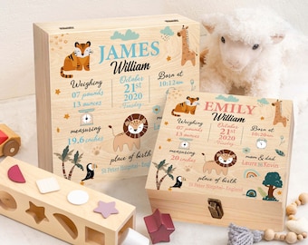 Personalized Baby Memory Keepsake Box, Wooden Keepsake Box for Newborn ...