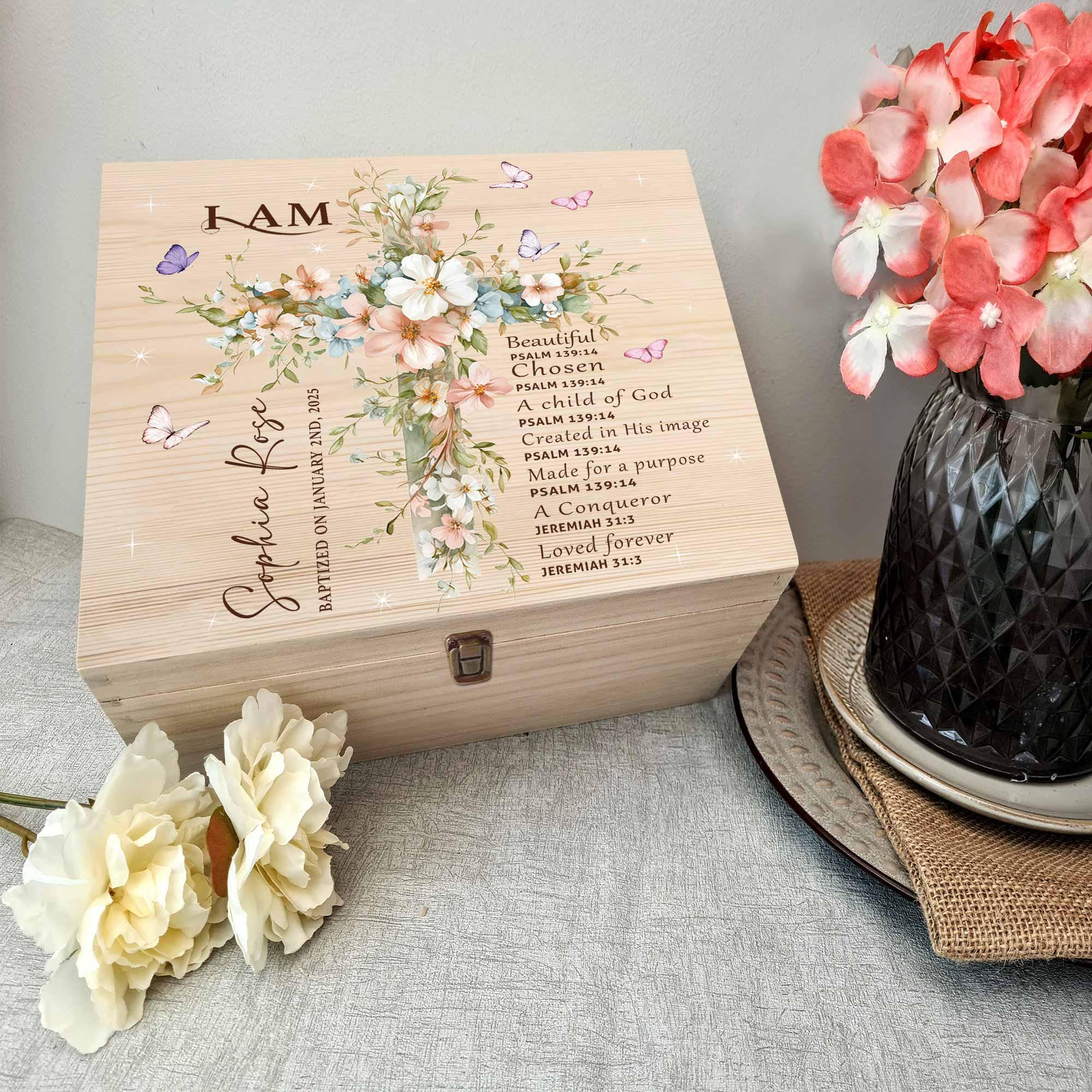 Personalized Baptism Memory Keepsake Box, Baptism Gifts for Godson ...