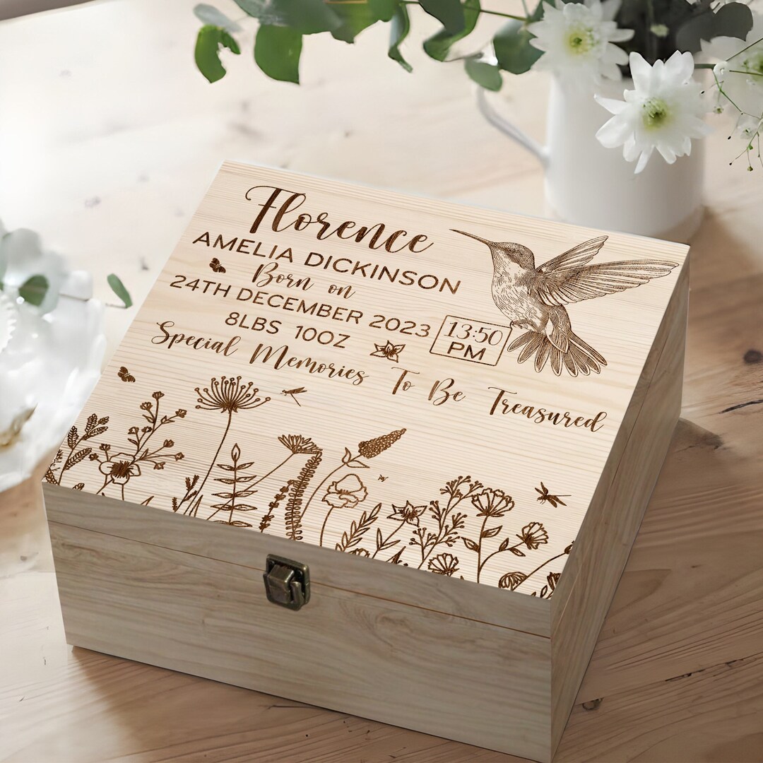 Personalized Baby Memory Keepsake Box, Wooden Keepsake Box for Newborn ...