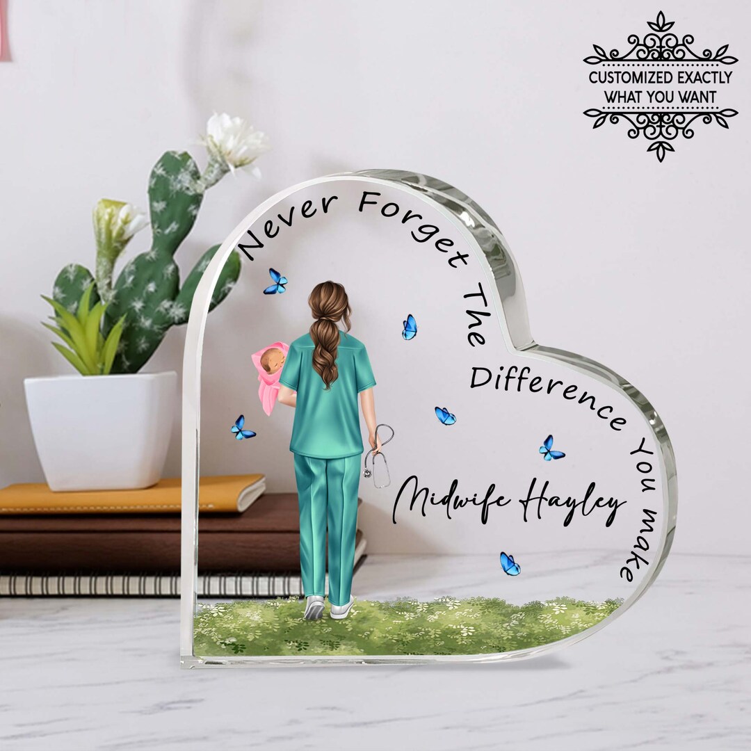 Personalized Midwife Print Heart Acrylic Plaque, Midwife Graduation ...