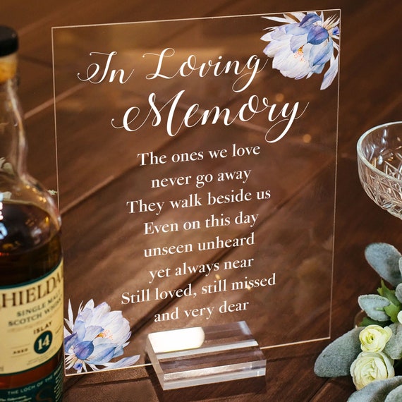 Memory of Table Sign Wedding Memorial Sign Clear Acrylic - Etsy