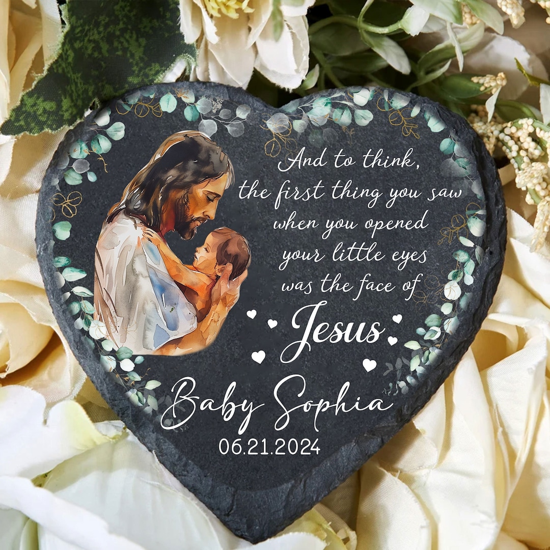 Personalized Jesus Holding Baby Memorial Stone for Indoor, Outdoor ...