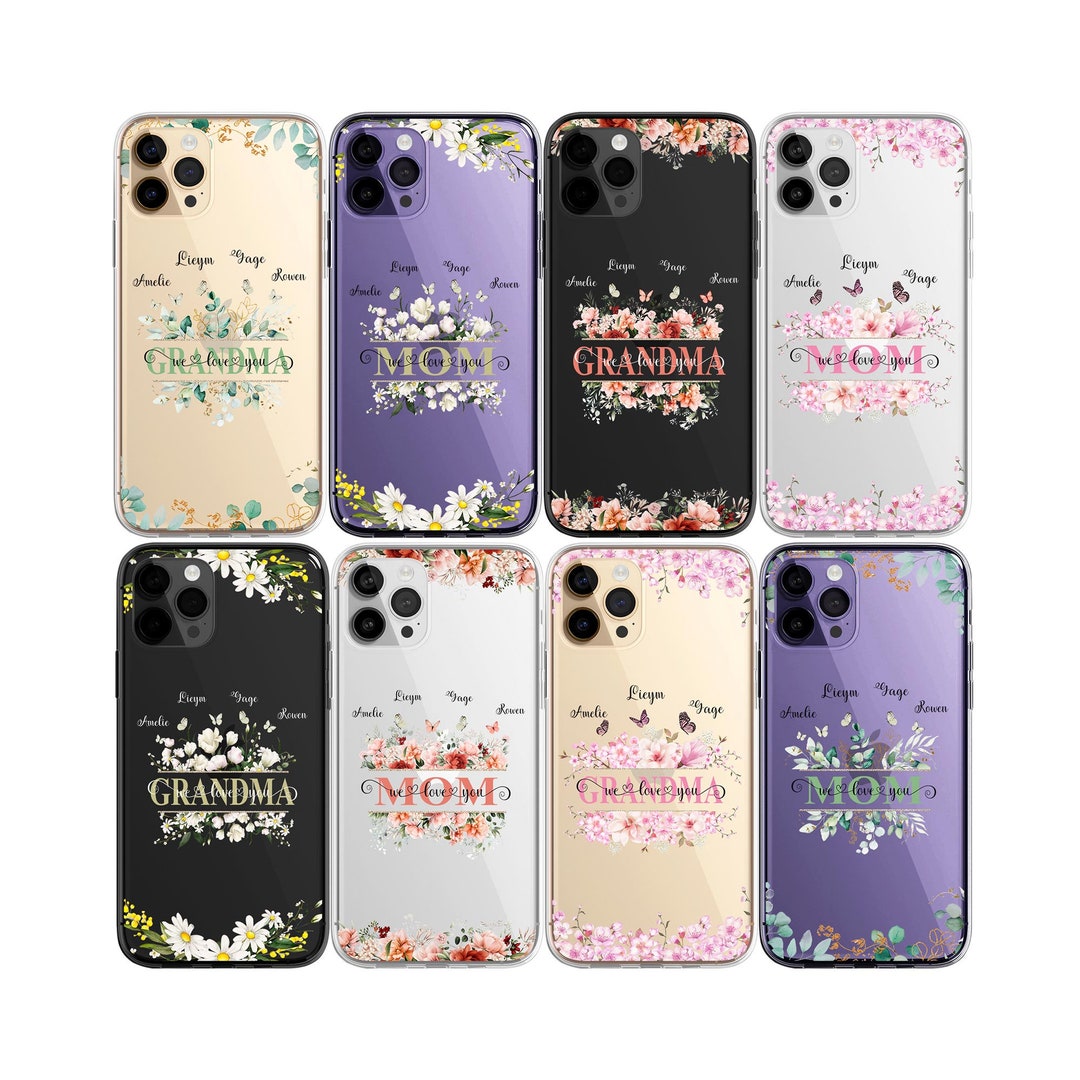 Personalized Butterflies Custom Kids Name Grandma Phone Case, Mom Phone ...