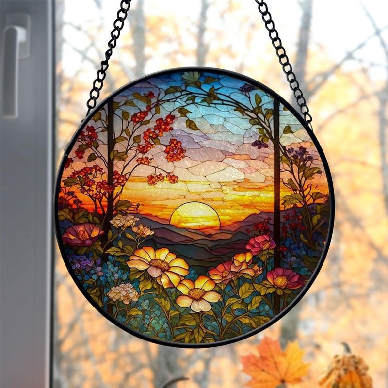 Stain Glass Panel Sunset - Etsy