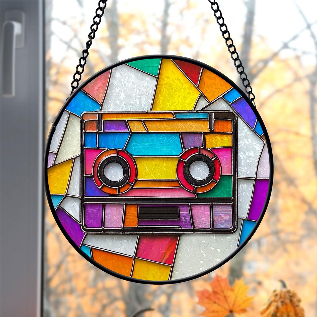 Cassette Tape Faux Stained Glass Suncatcher, Cassette Faux Stained ...