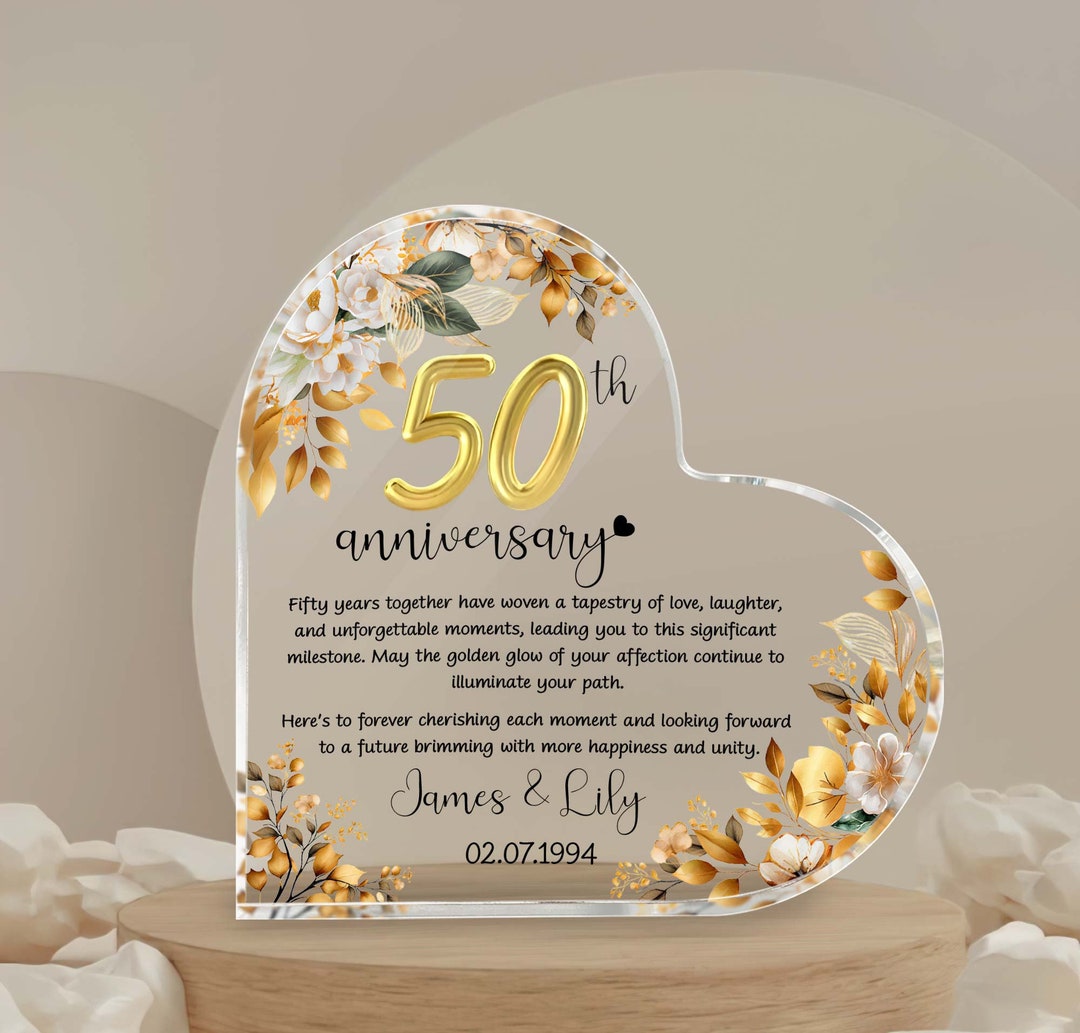 Personalized 50th Wedding Anniversary Gift Heart Acrylic Plaque, 50 ...