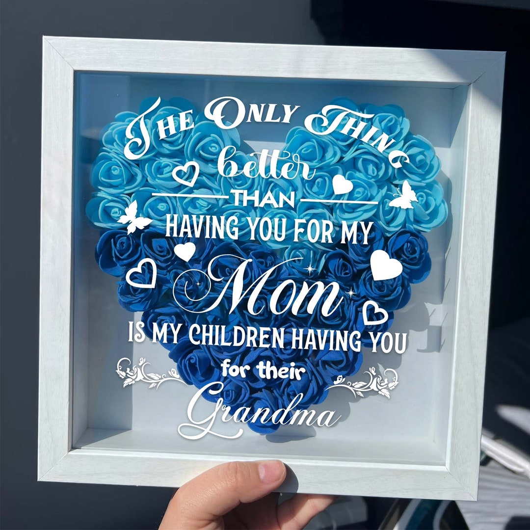 Grandma Heart Flower Shadow Box, Flower Box for Grandma, Christmas Gift ...