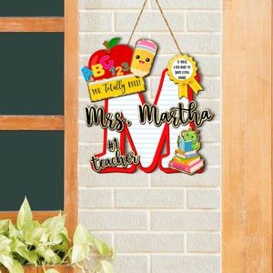 Personalized Teacher Door Sign, Welcome Back to School Sign, Classroom ...