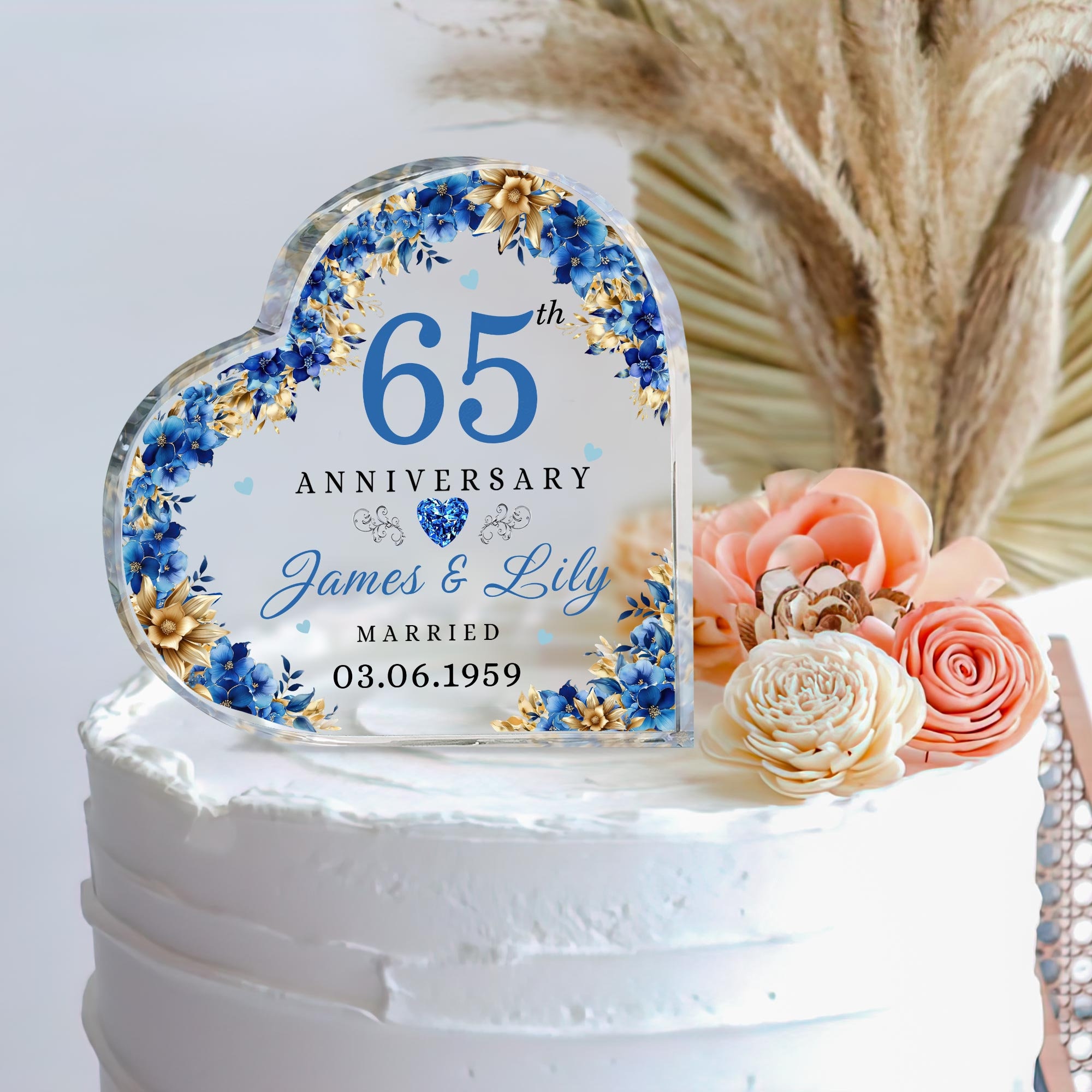 Personalized 65th Wedding Anniversary Cake Topper, 65th Anniversary ...