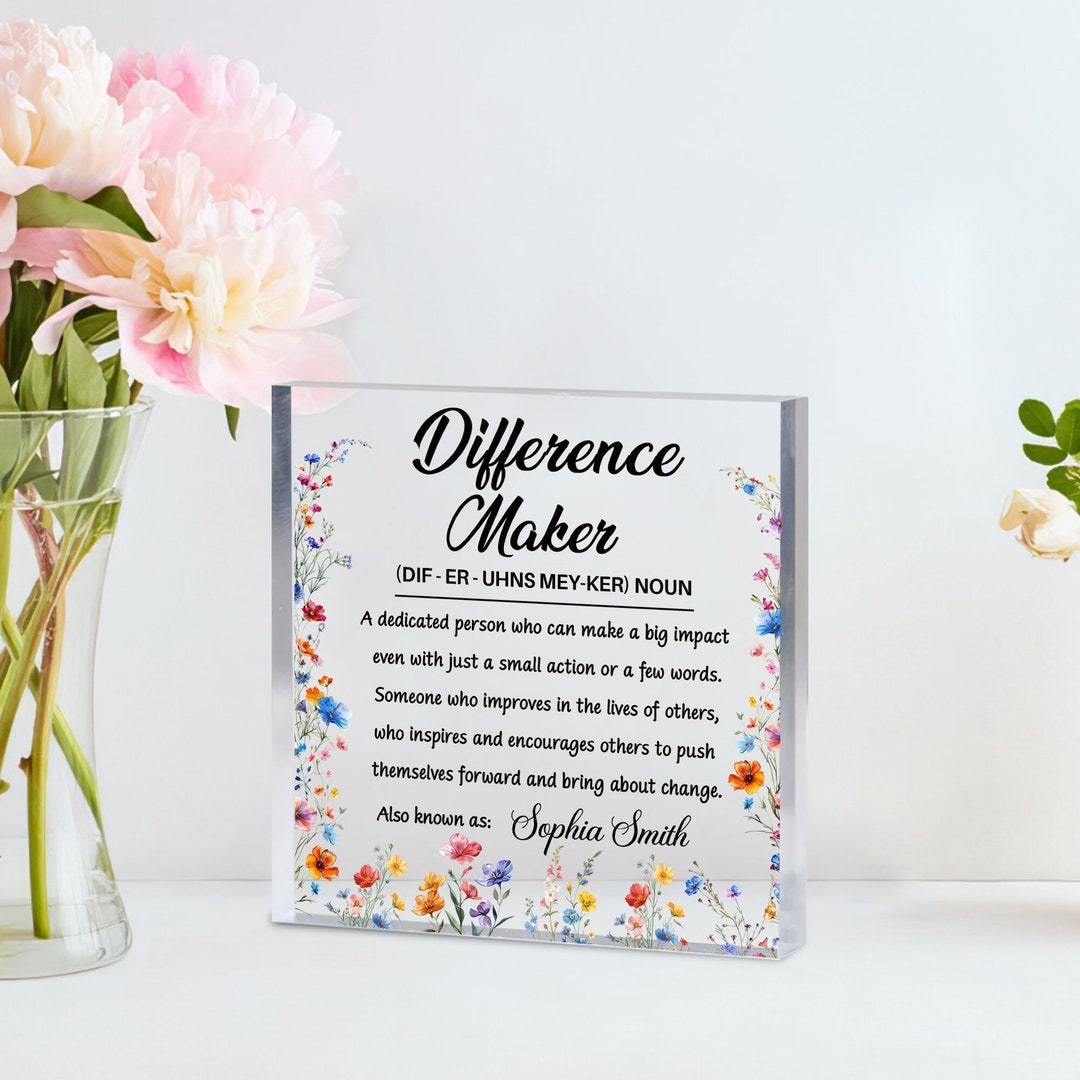 Personalized Difference Maker Acrylic Block, Difference Maker Plaque ...