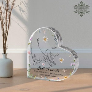 Personalized Best Friends Heart Acrylic Plaque, Custom Best Friend Gift ...