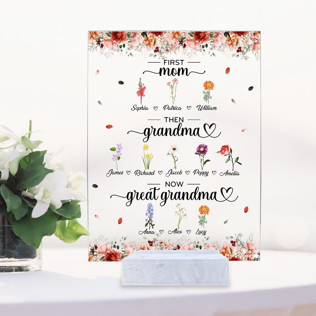 Personalized First Mom, Then Grandma, Now Great Grandma Birth Month ...