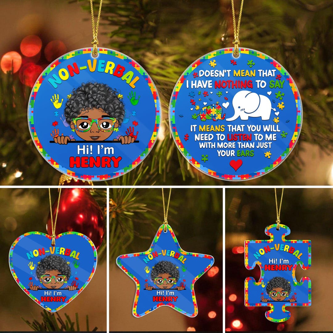 Personalized Non-verbal Autism Kids Acrylic Ornament, Christmas Gift ...