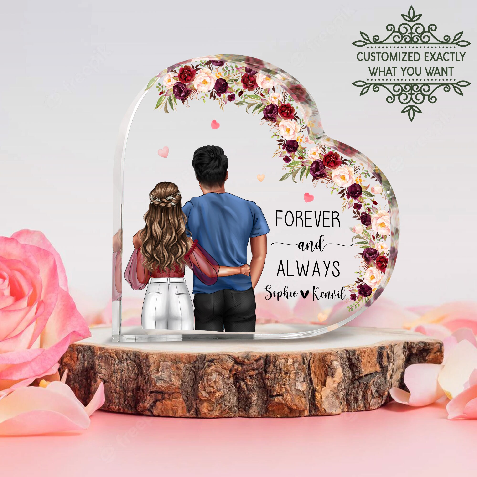 Personalized Couple Portrait Heart Shape Acrylic Plaque Gifts - Etsy