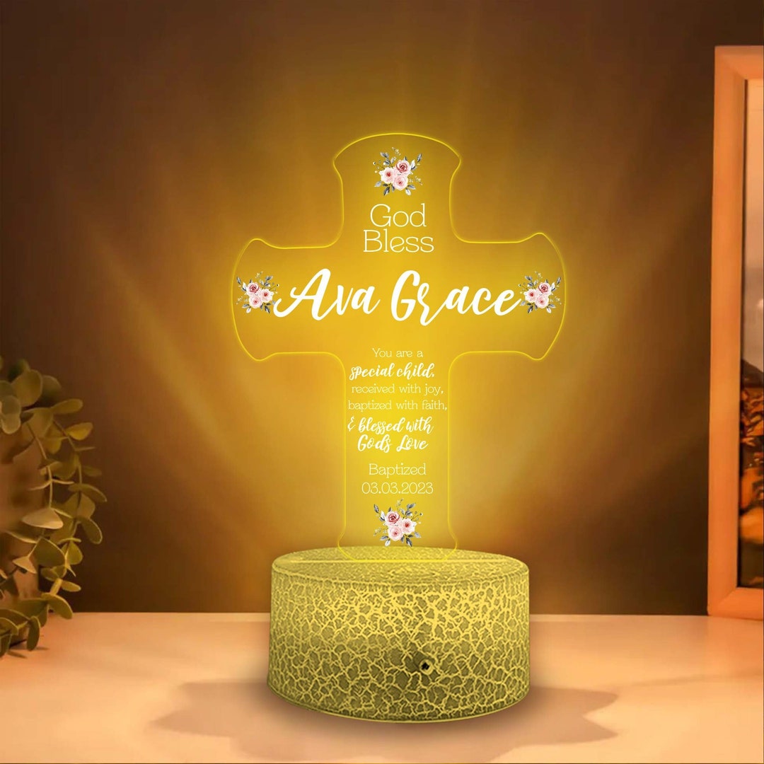 Personalized Baptism 3D Led Night Light, Custom Baptism Gift for Baby ...
