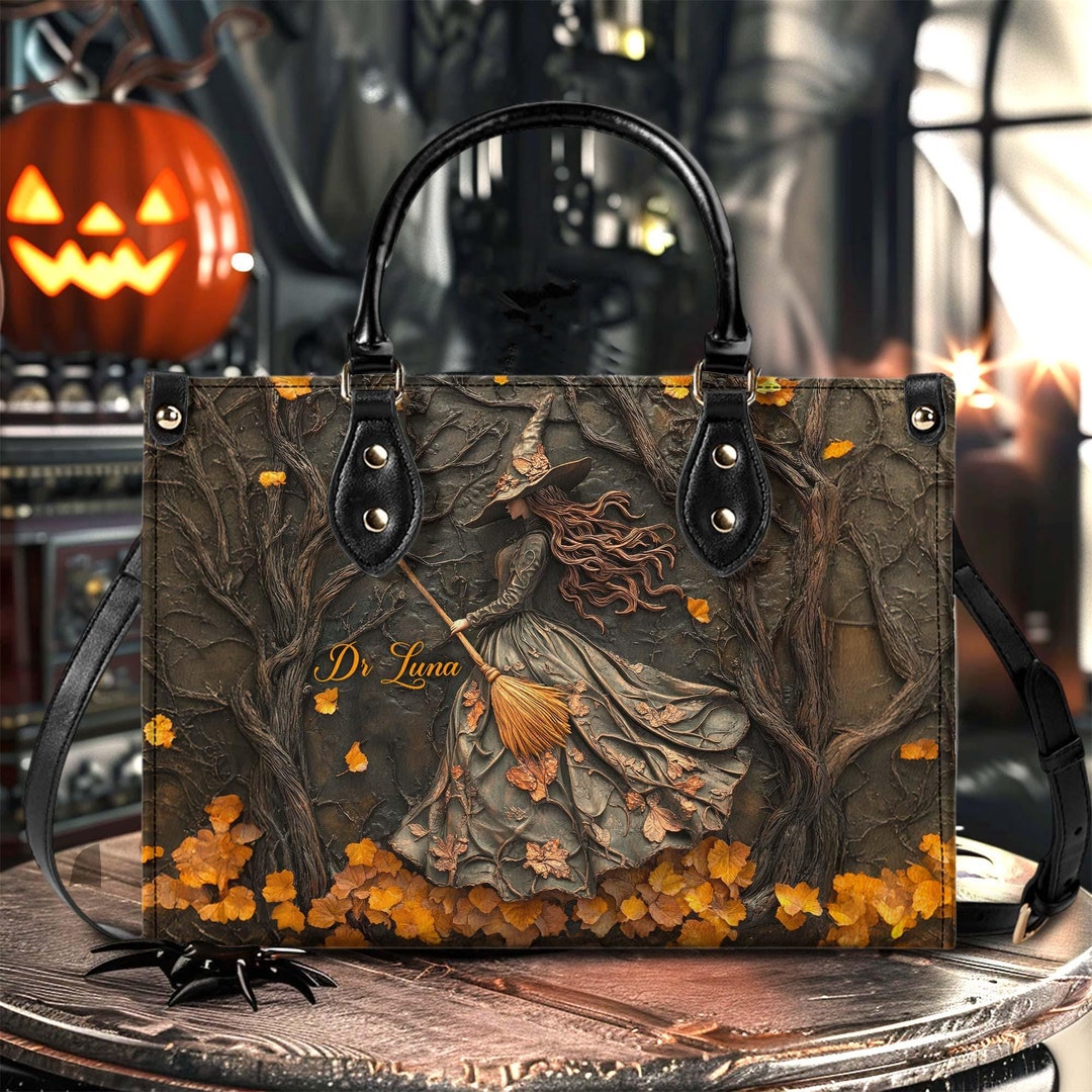 Personalized Witch Print 3D Relief Art Handbag With Handle, Spooky ...