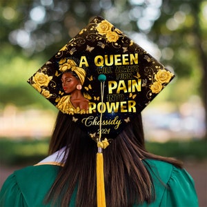 Personalized Black Queen Grad Cap Topper, Graduation Cap Topper, Class ...