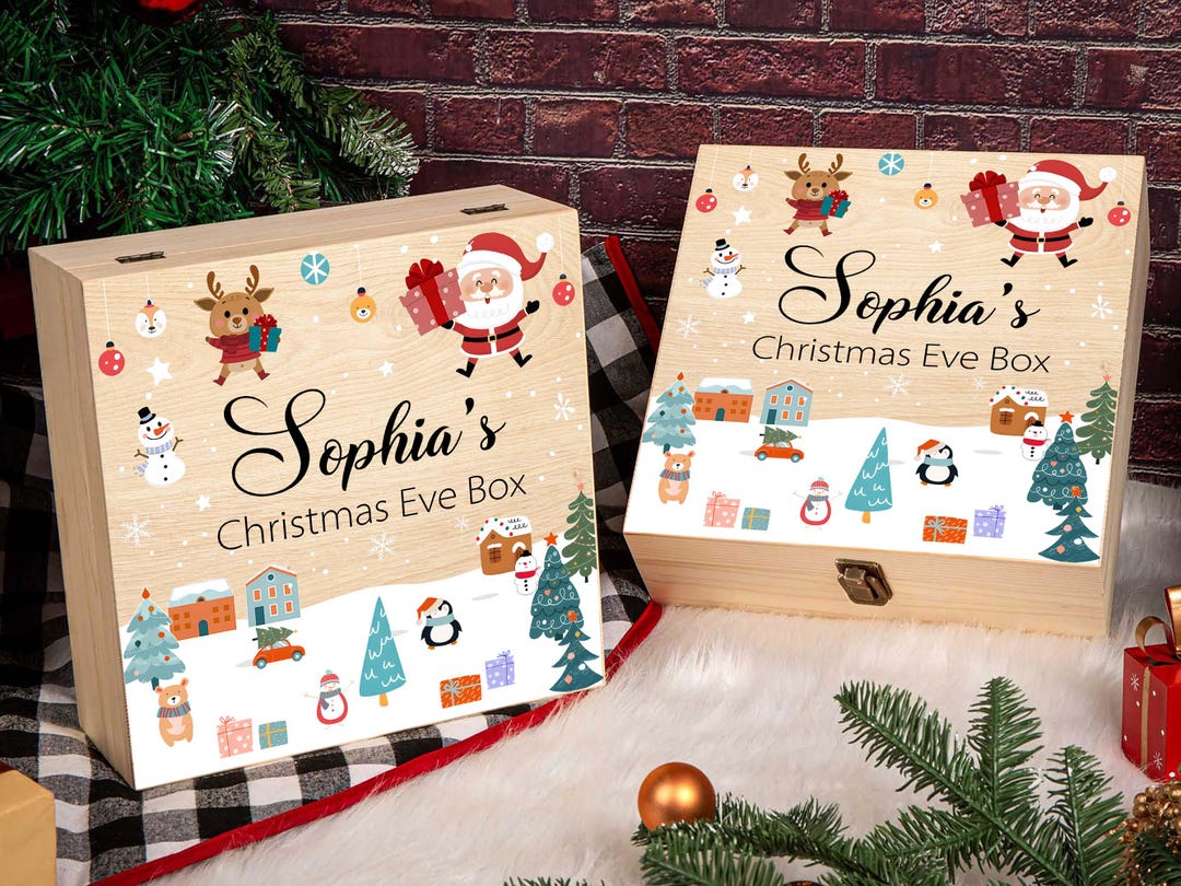 Personalized Christmas Eve Box for Children, Custom Wooden Box Gift for ...