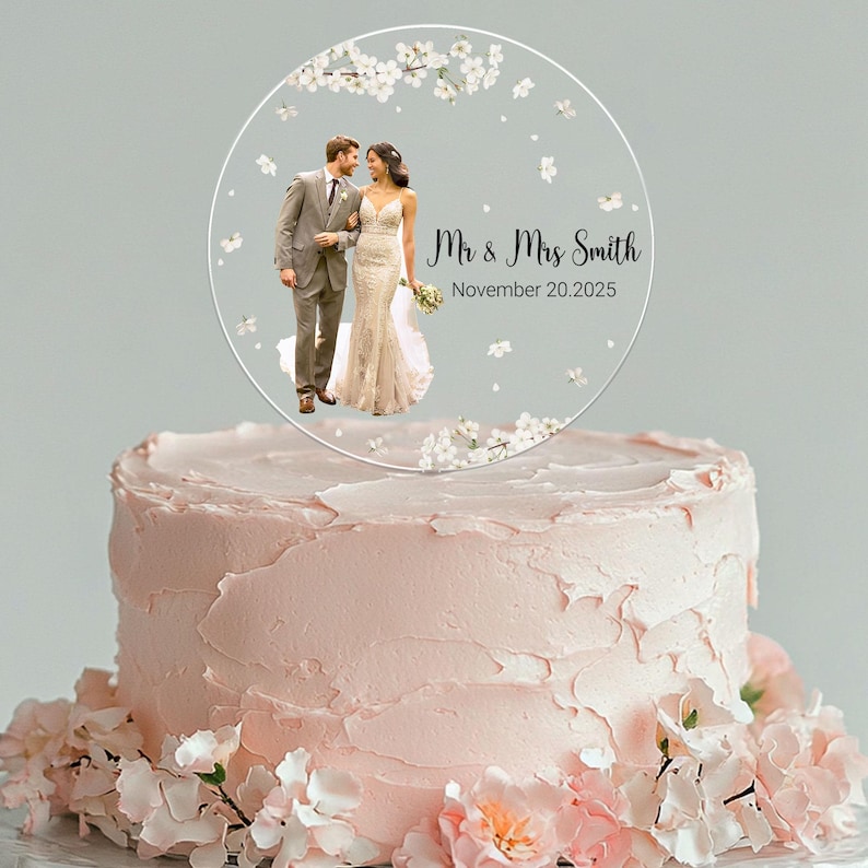 Personalized Wedding Photo Acrylic Cake Decoration, Wedding Cake Topper ...