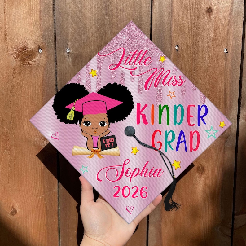 Personalized Black Kid Graduation Cap Topper, Kindergarten Nailed It ...