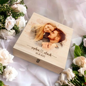 Personalized Photo Couples Keepsake Box for Wedding, Custom Couples ...
