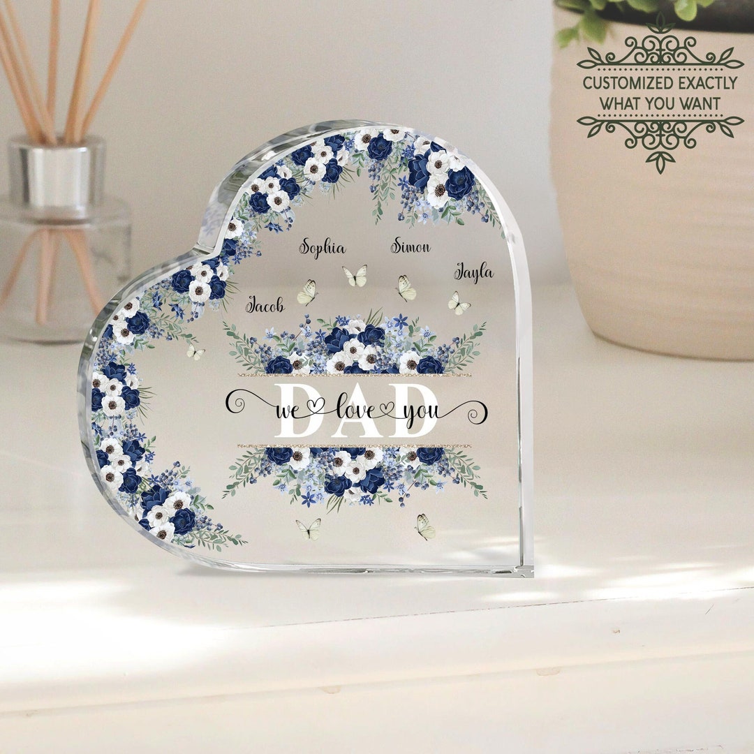 Personalized Name Dad and Kid We Love You Heart Acrylic - Etsy