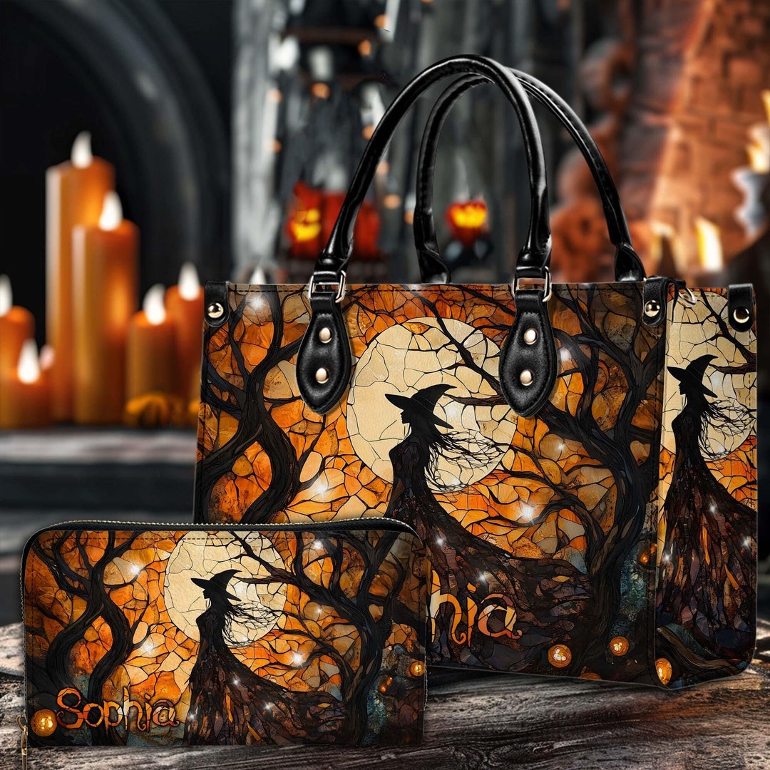 Personalized Salem Witch Faux Stained Glass Handbag With Handle, Wallet ...