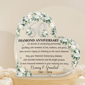 Personalized 60th Wedding Anniversary Gift Heart Acrylic Plaque, 60 ...