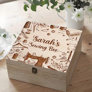 Personalized Sewing Machine Wood Box, Custom Seamstress Gift, Sewing ...