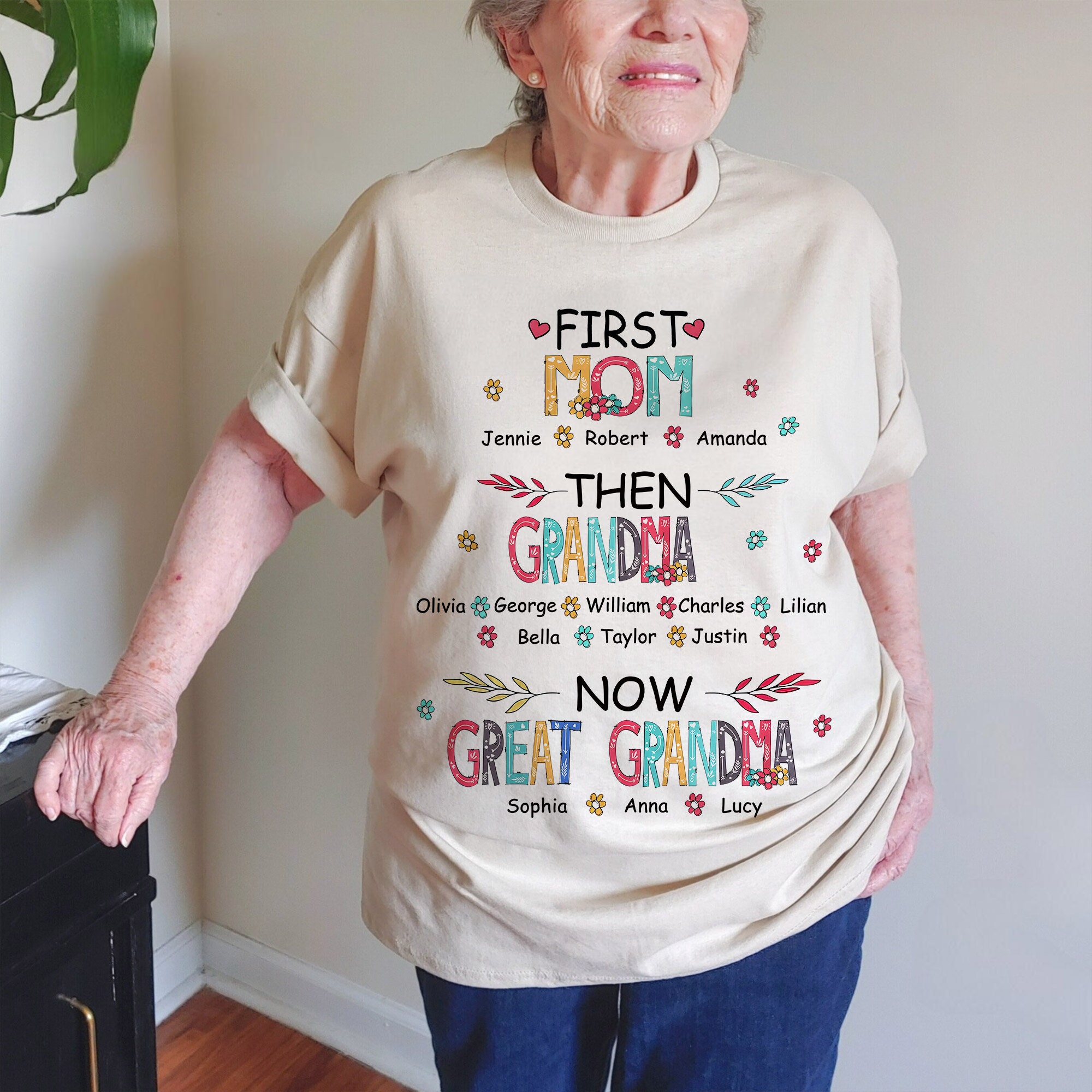 Personalized First Mom, Then Grandma, Now Great Grandma T Shirt ...