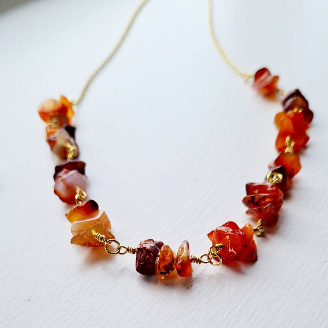 Vermeil Gold Necklace Made With Carnelian Freedom Natural Nuggets - Etsy