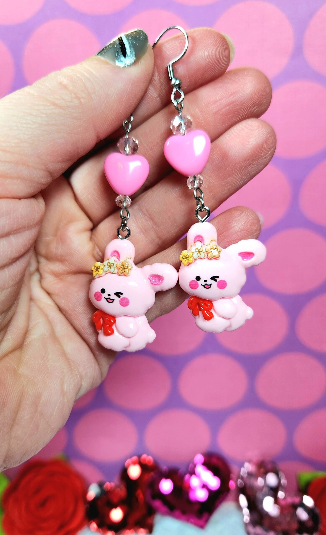 Bunny Earrings, Soft Girl Earrings, Cute Pink Earrings - Etsy