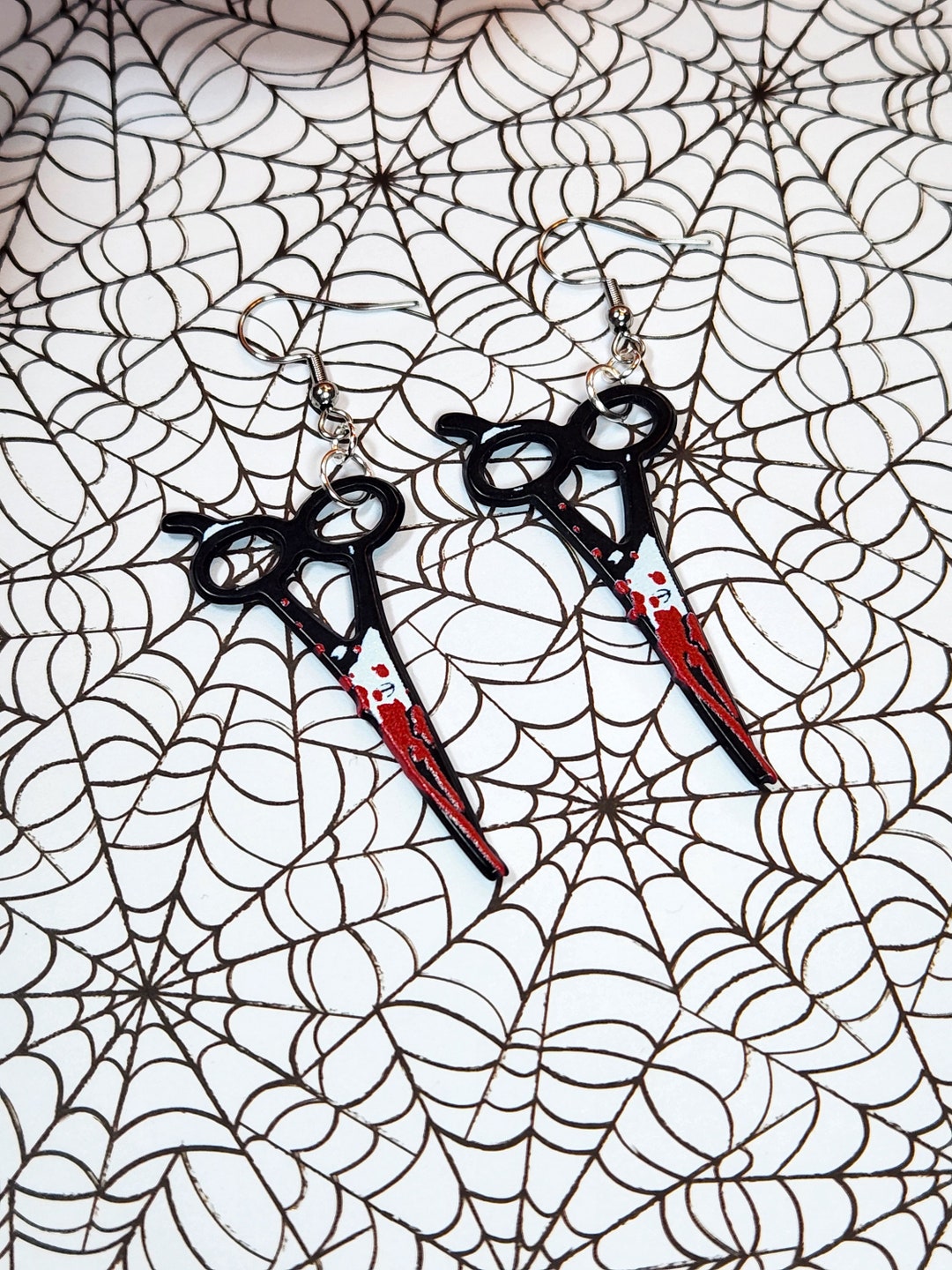 Bloody Scissor Earrings Horror Earrings Spooky True Crime - Etsy