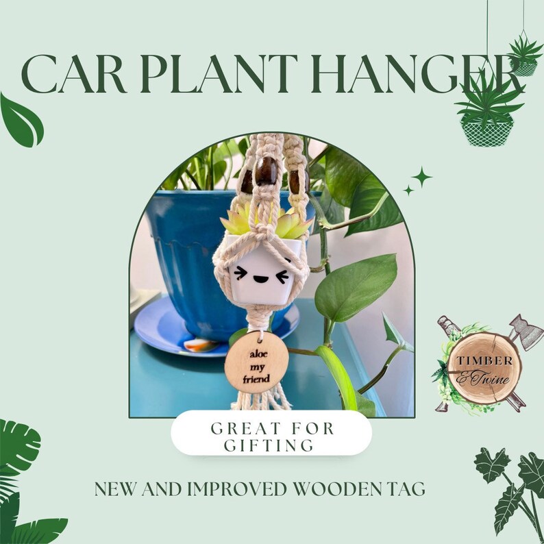 Mini Succulent Plant Hanger Boho Macrame Car Dangle Kawaii - Etsy