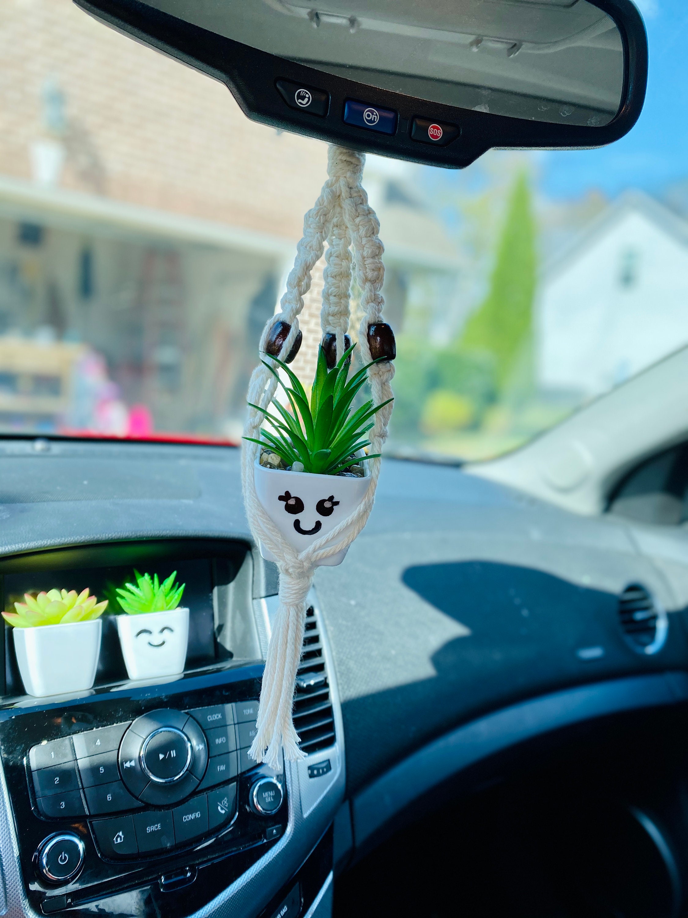 Mini Succulent Plant Hanger Boho Macrame Car Dangle Kawaii | Etsy