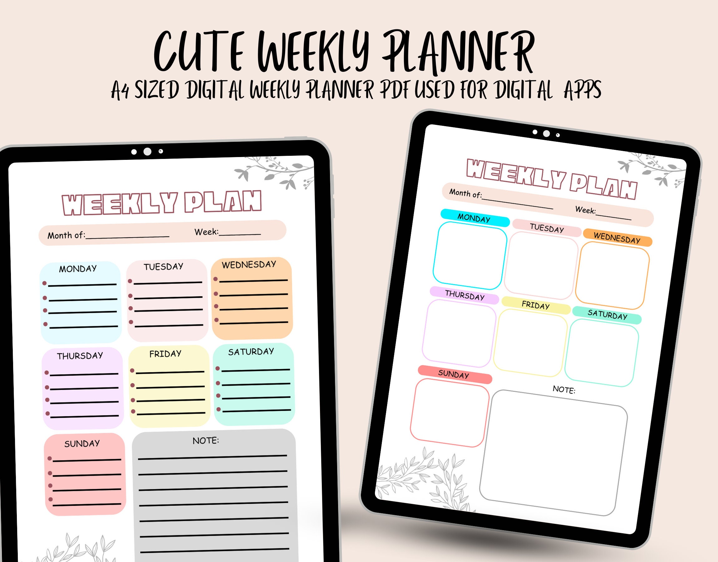 Fillable Weekly Schedule Bundle, Daily Planner, Undated Planner, Weekly ...