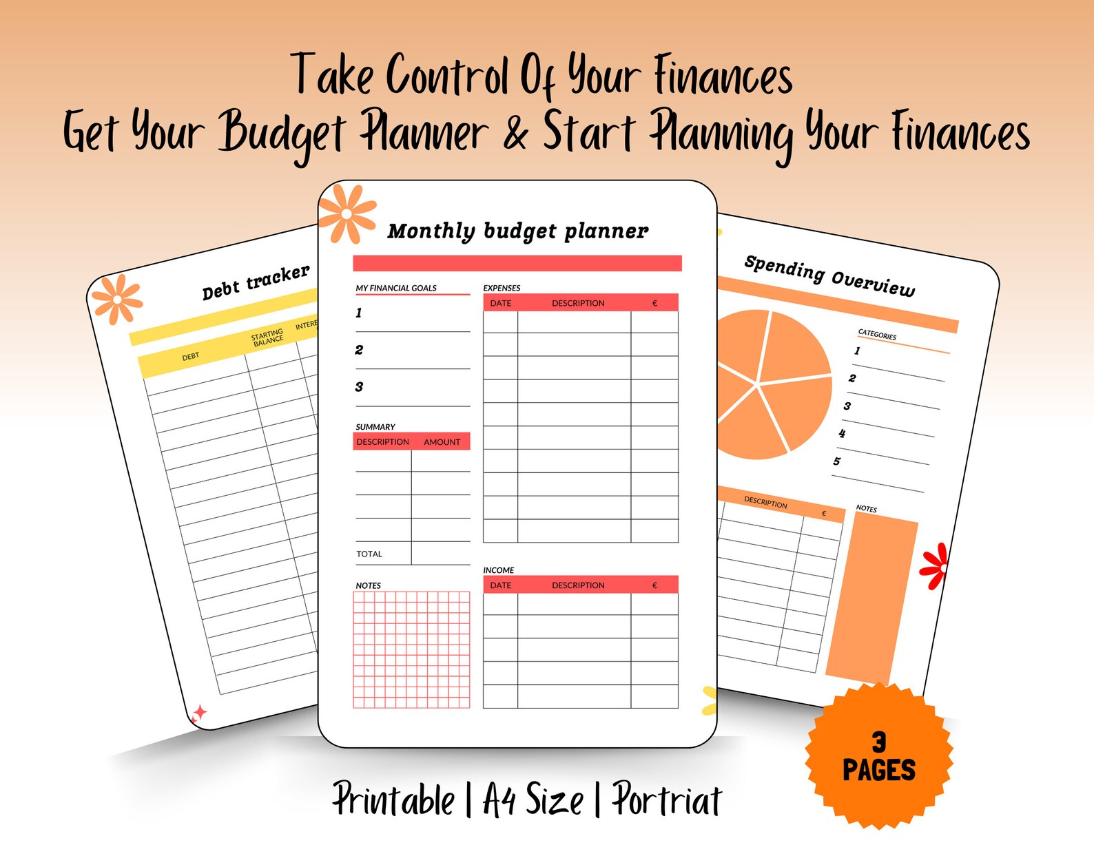 Fillable Digital Budget Planner Template, Spending Tracker, Income ...