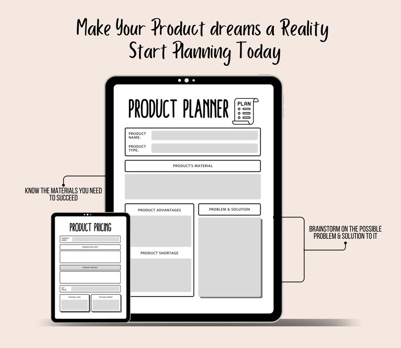 Fillable Product Planner Pricing, Minimalist A4 Template, Black White ...