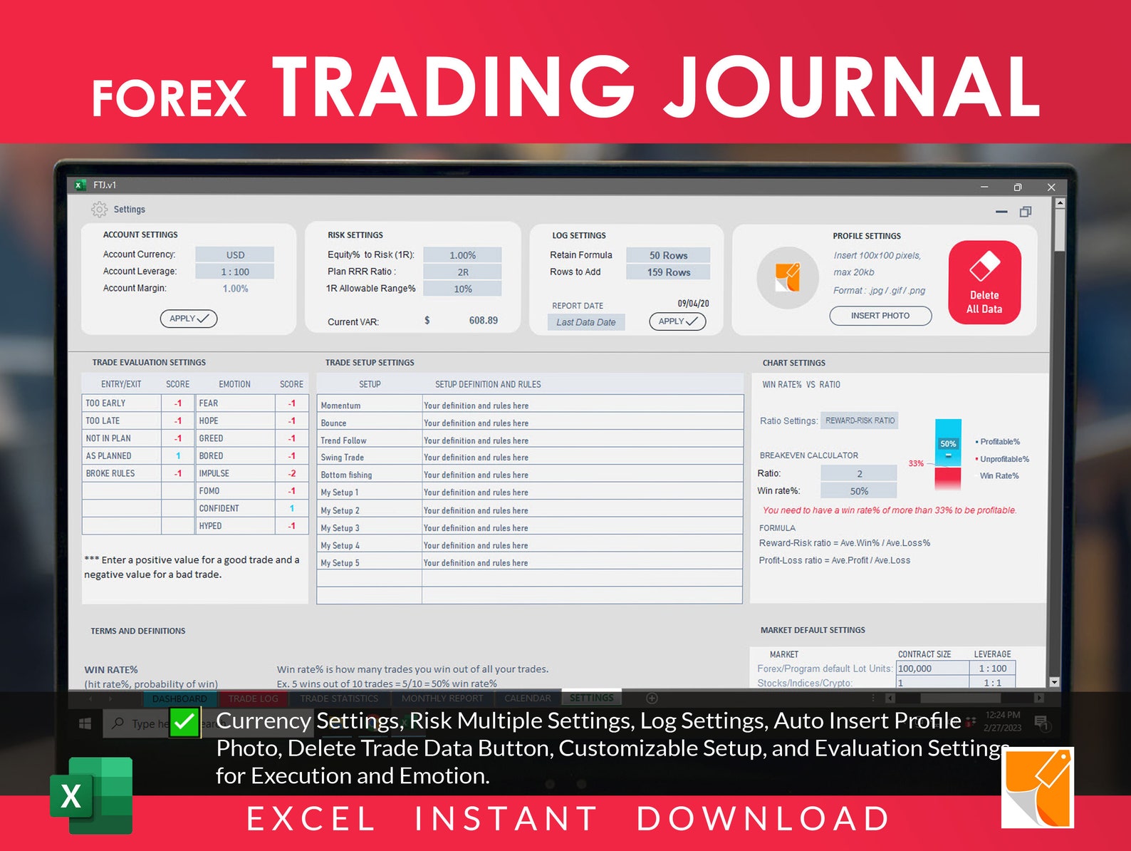 Forex Trading Journal Template, Crypto, CFD Trading, Stock Market ...