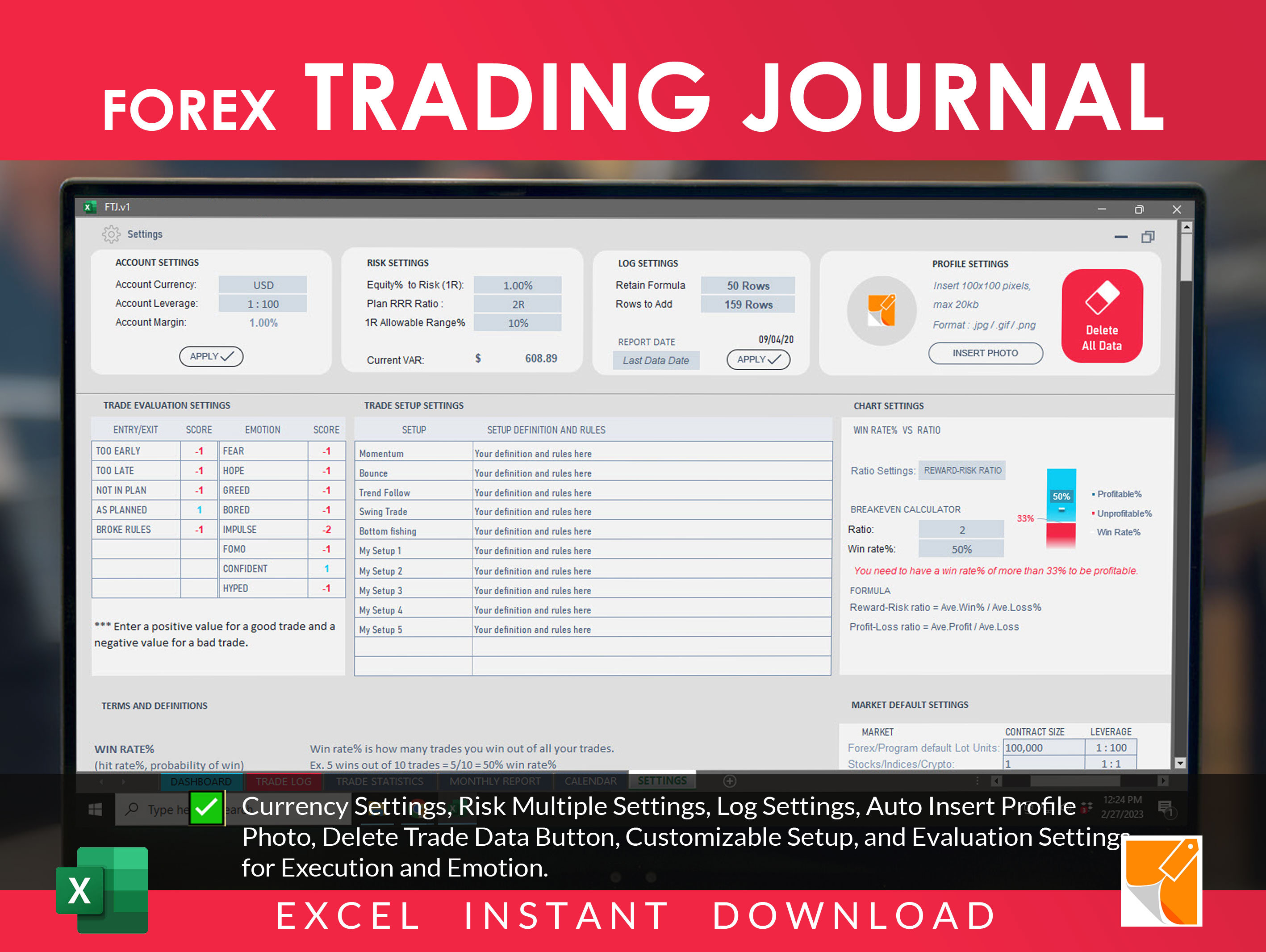 Forex Trading Journal Template, Crypto, CFD Trading, Stock Market ...
