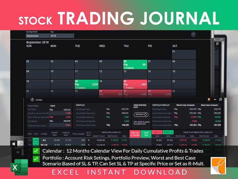 Stock Trading Journal Excel Template Trading Journal for - Etsy